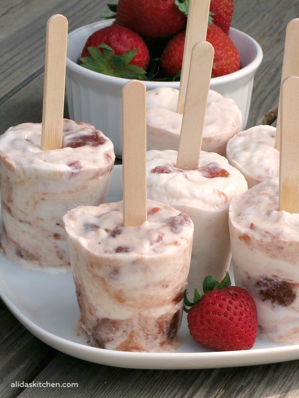 Strawberry Greek Yogurt Pops - Alida's Kitchen